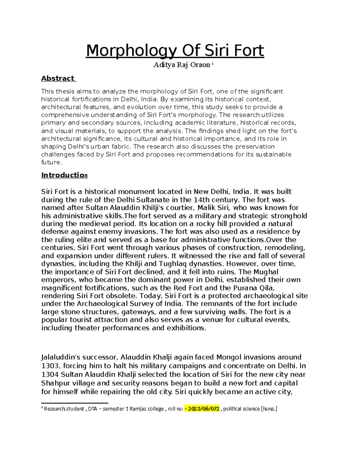 Morphology of Siri Fort: Historical Analysis and Architectural Insights ...