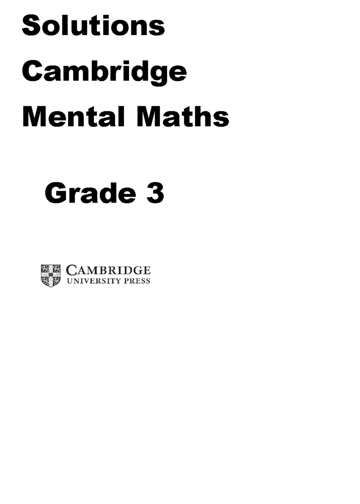 Mental Maths Grade 3 Workbook: Term 1 Activities and Solutions - Studocu