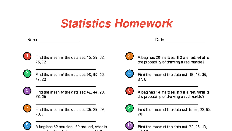 Statistics Homework 4: Mean & Probability Problems - Studocu