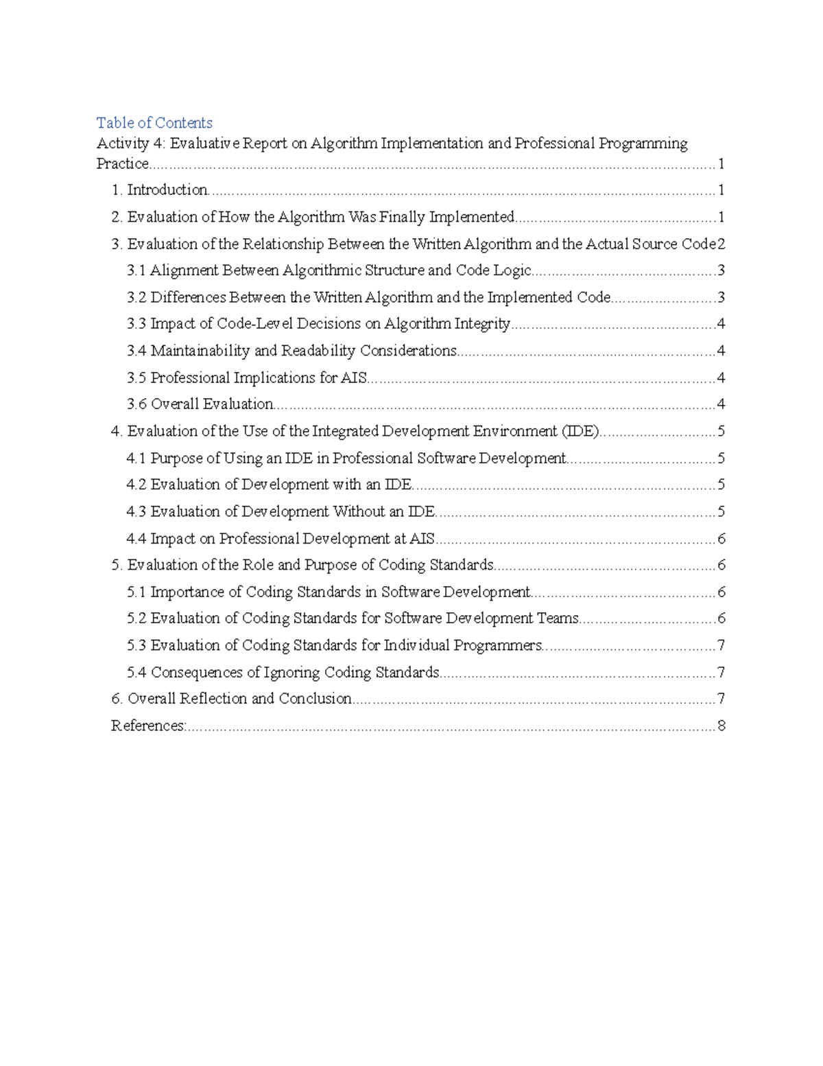 Raim Activity 4: Evaluative Report on Algorithm Implementation and ...