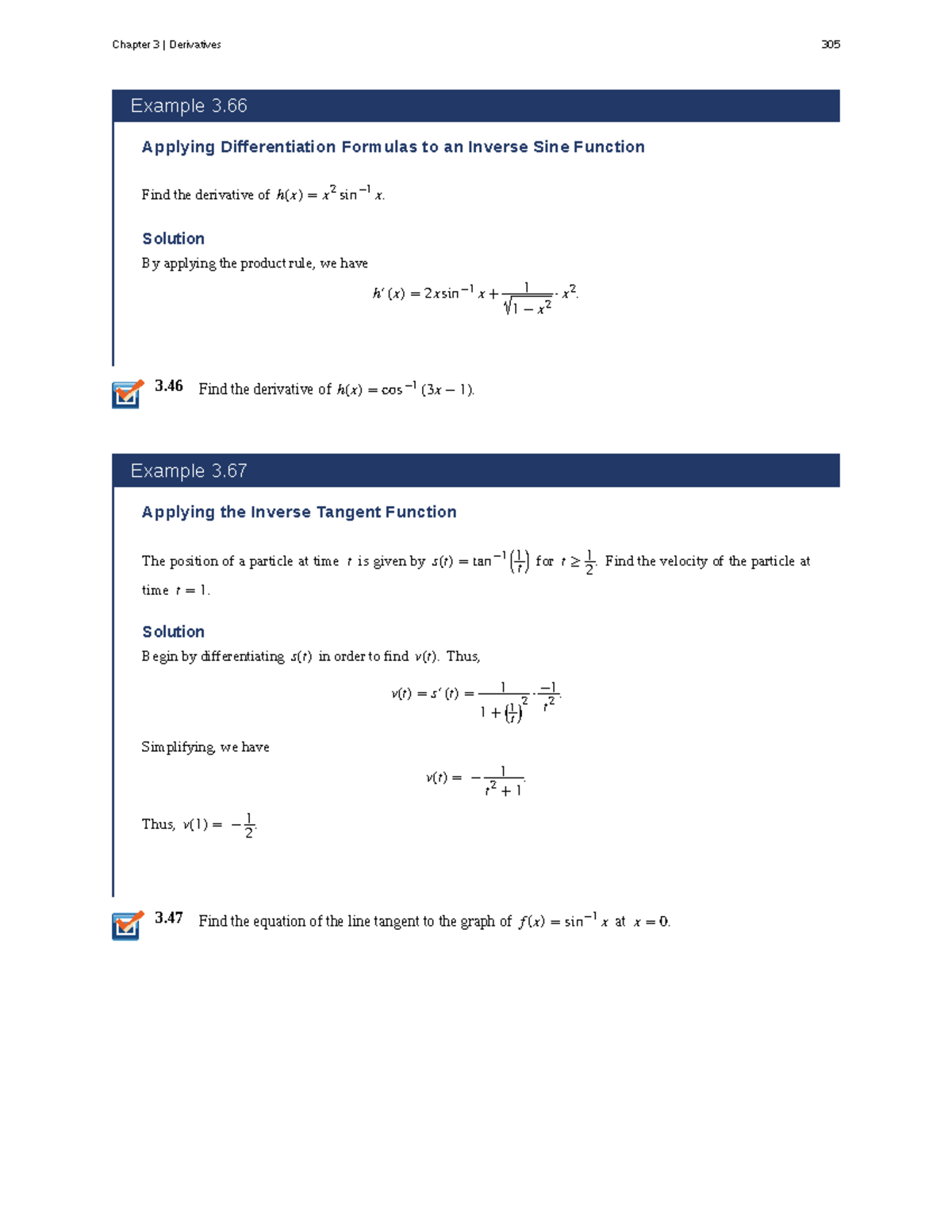 Chapter 3 Derivatives 305: Differentiation of Inverse Functions - Studocu