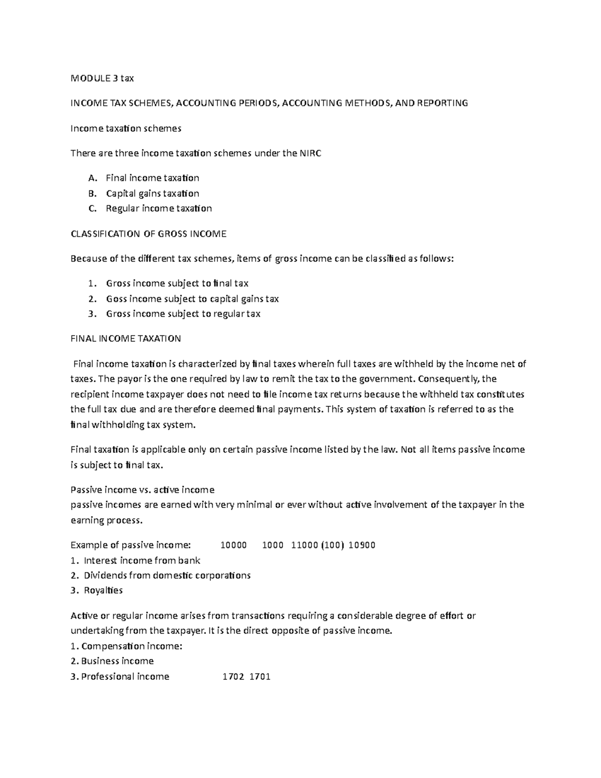TAX Module 3 - MODULE 3 tax INCOME TAX SCHEMES, ACCOUNTING PERIODS ...