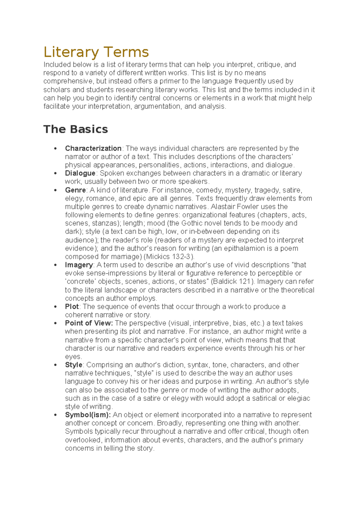 Essential Literary Terms for Understanding Literature - ENG 221 - Studocu