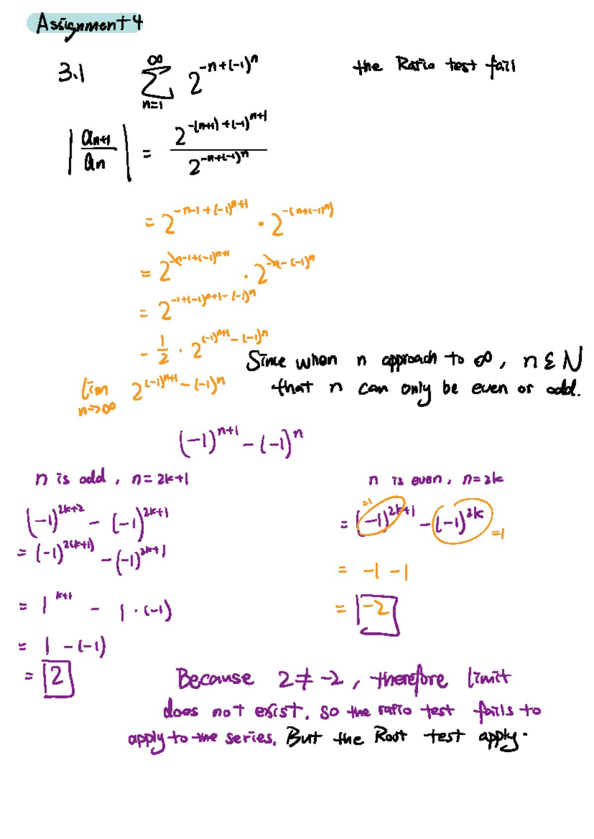 Assignment 4: Ratio and Root Tests in Series Convergence - Calc1501 ...