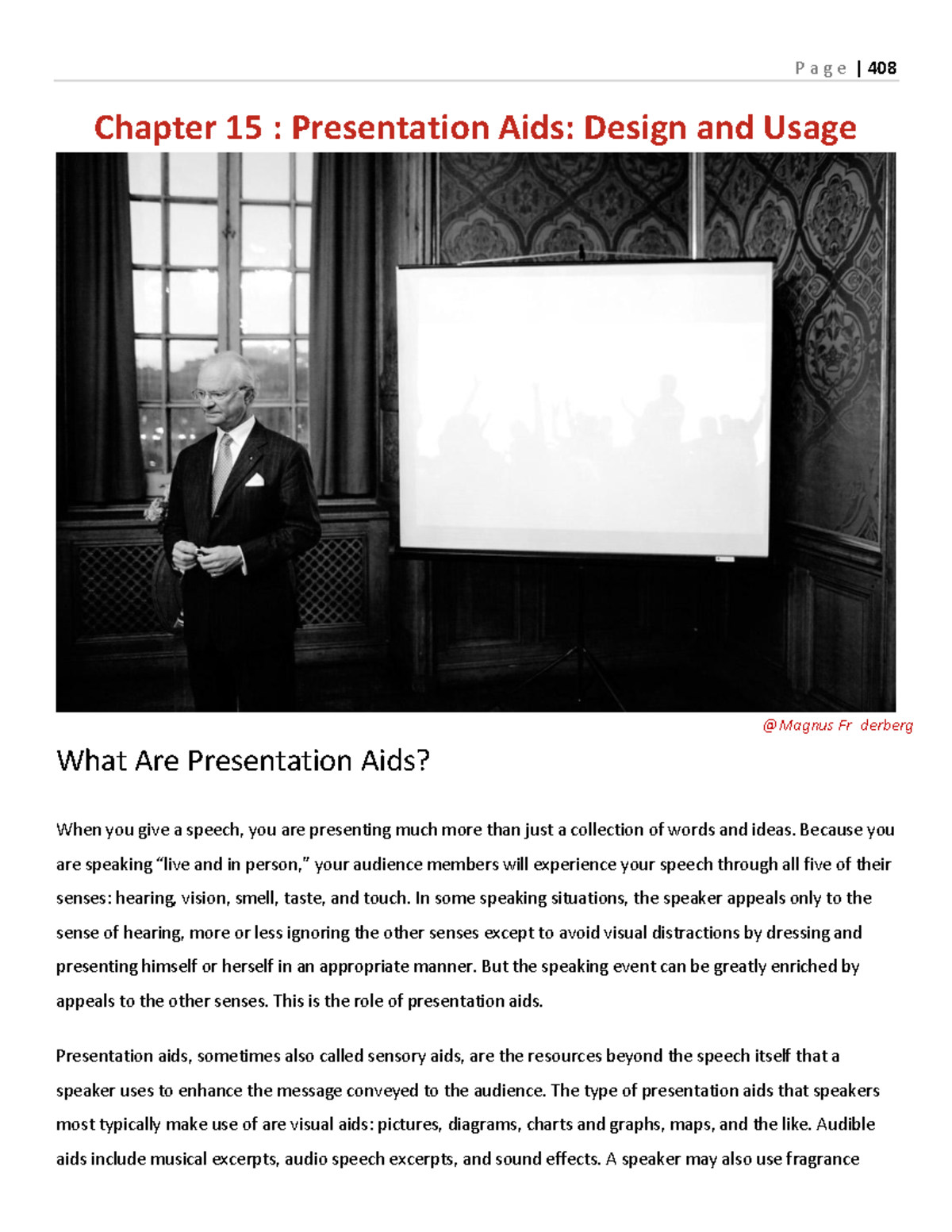 Chapter 15: Effective Use of Presentation Aids in Public Speaking - Studocu