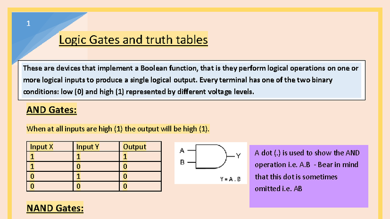 Digital Electronics: Logic Gates & Truth Tables (Course Code: 1) - Studocu