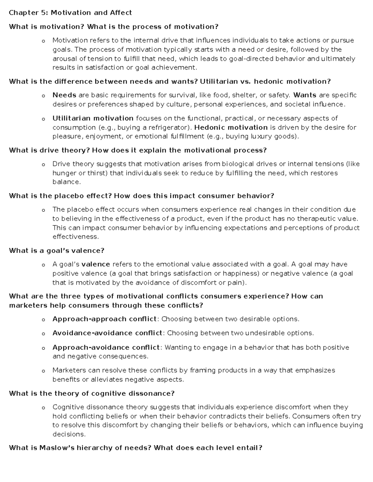 Consumer Behavior Test 2: Chapter 5 & 7 Insights on Motivation and ...