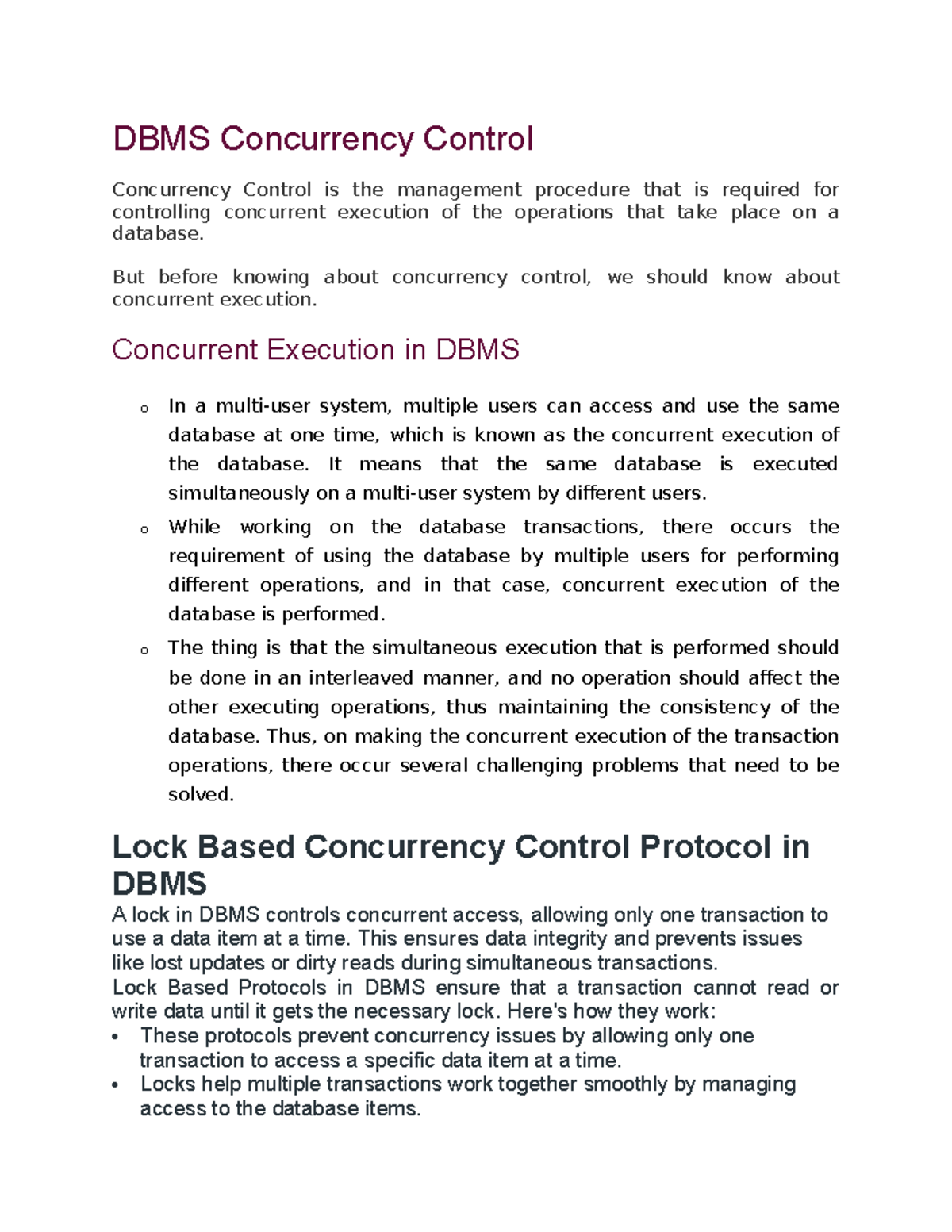 DBMS Concurrency Control: Understanding Locking Protocols and MVCC ...