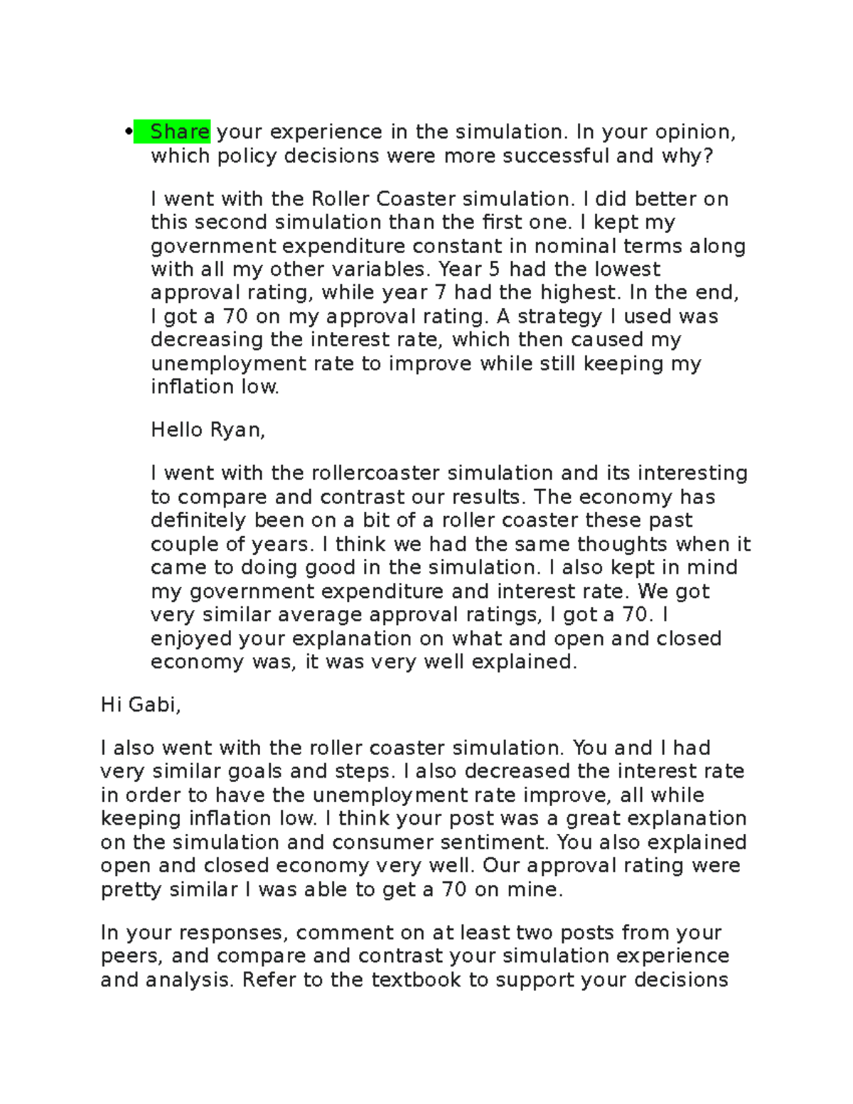 Econland Simulation 7-2 Discussion: Successes & Insights from ...