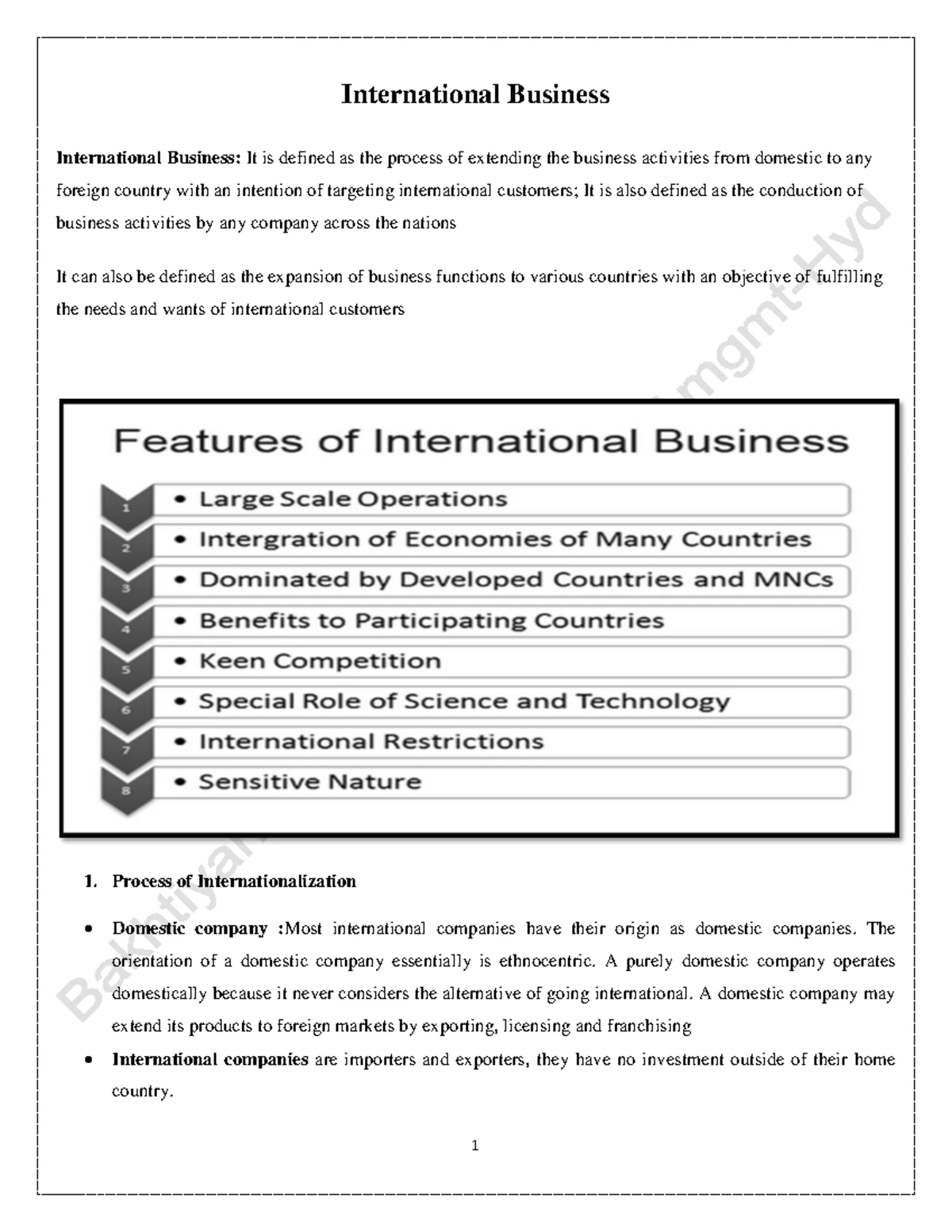 INTERNATIONAL BUSINESS NOTES FOR THE BBA STUDENTS - International ...