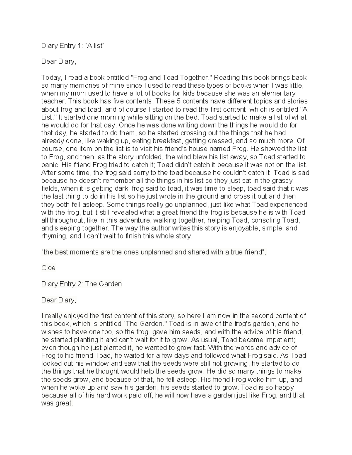 Diary Entry 1 - " Reading this book brings back so many memories of ...