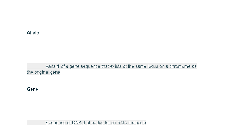 Genetic Vocabulary and Concepts - Exam Notes (BIO 101) - Studocu