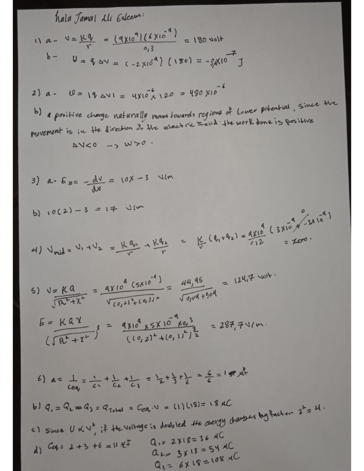 Hw2 - Electric Potential and Charge Movement Analysis - Studocu