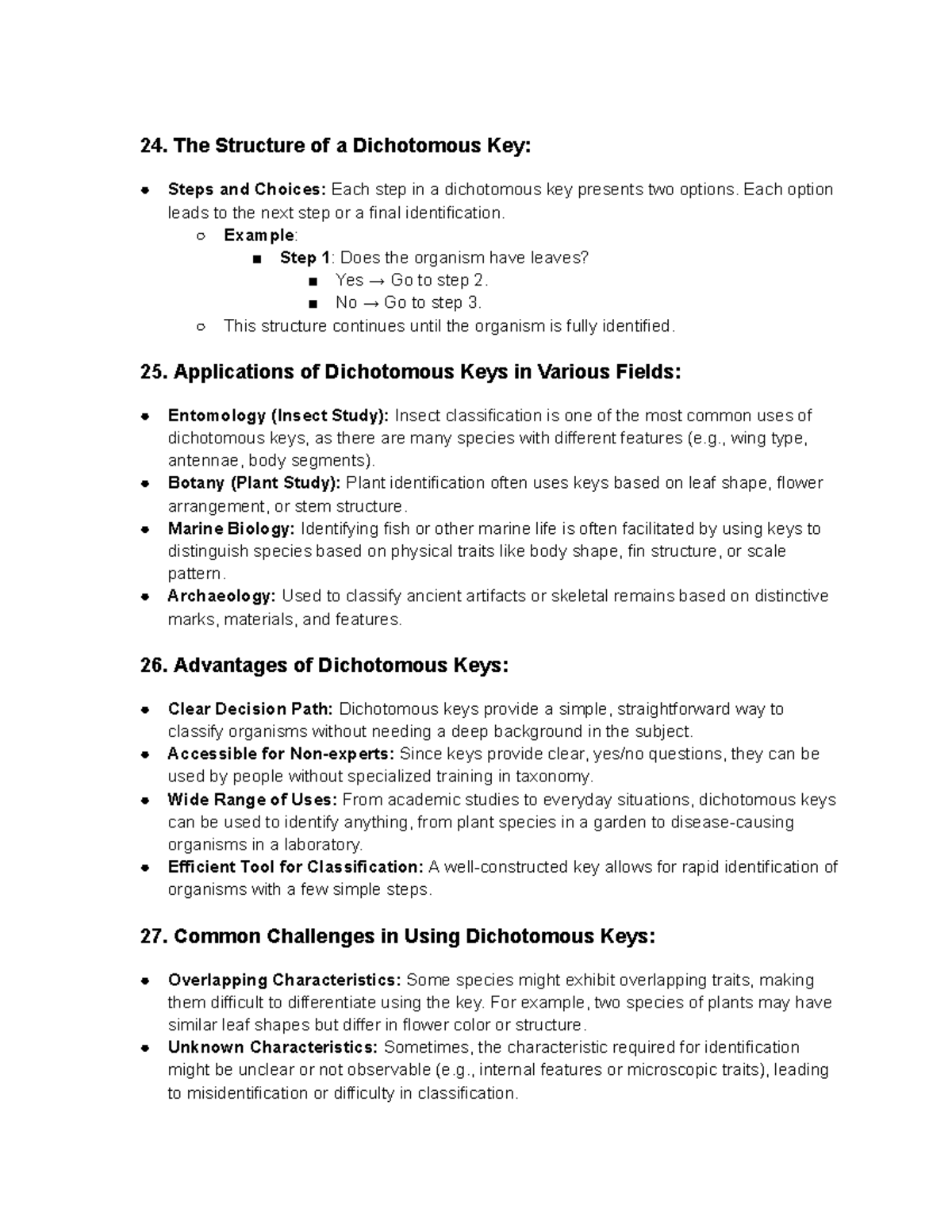 Using a Dichotomous Key 4 - 24. The Structure of a Dichotomous Key ...