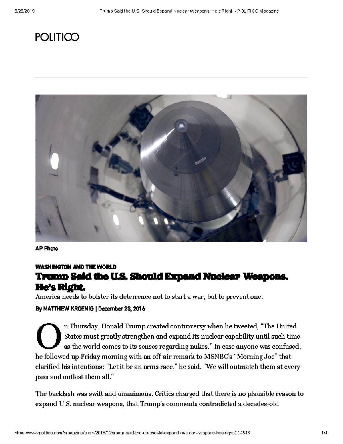 U.S. Nuclear Strategy and Policy: Expansion & Modernization Insights - Studocu