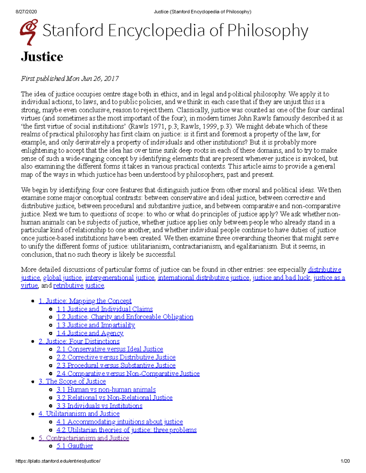 Justice: A Comprehensive Overview (PHIL 101) - Studocu