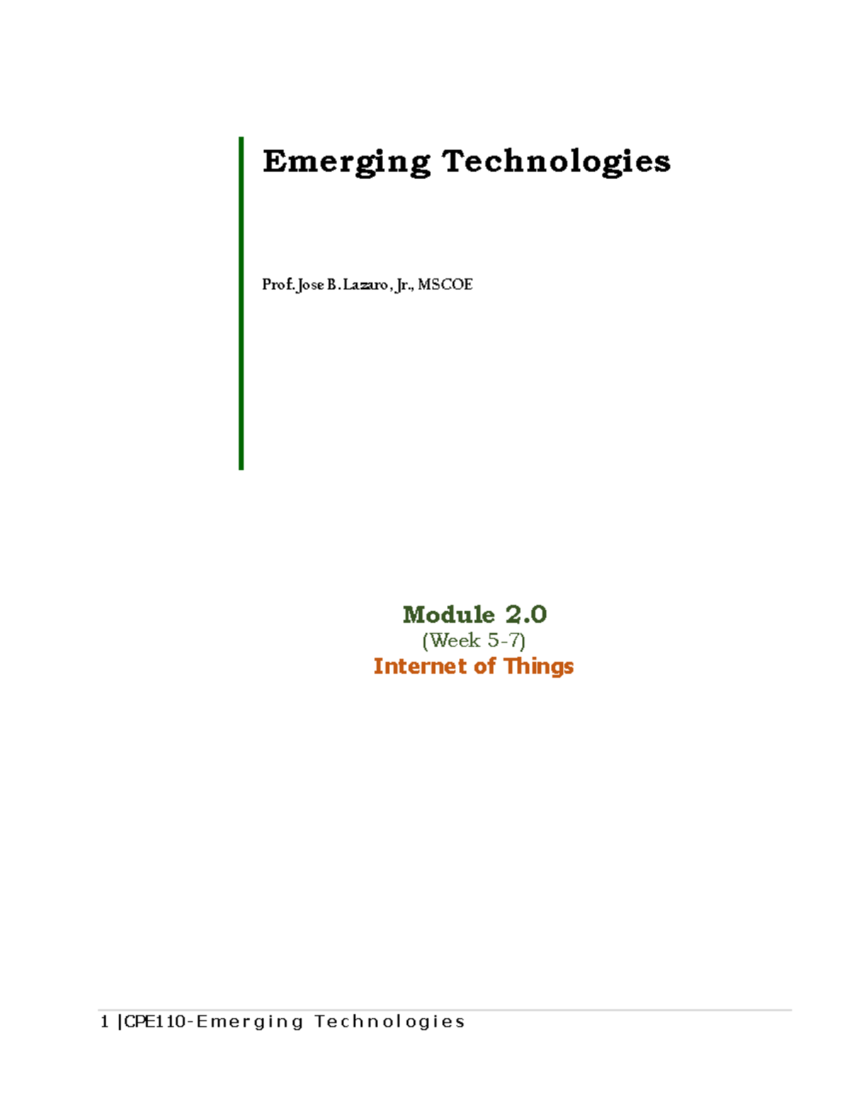 MSCOE 2.0 Module 2: Overview of IoT - History, Advantages, and ...