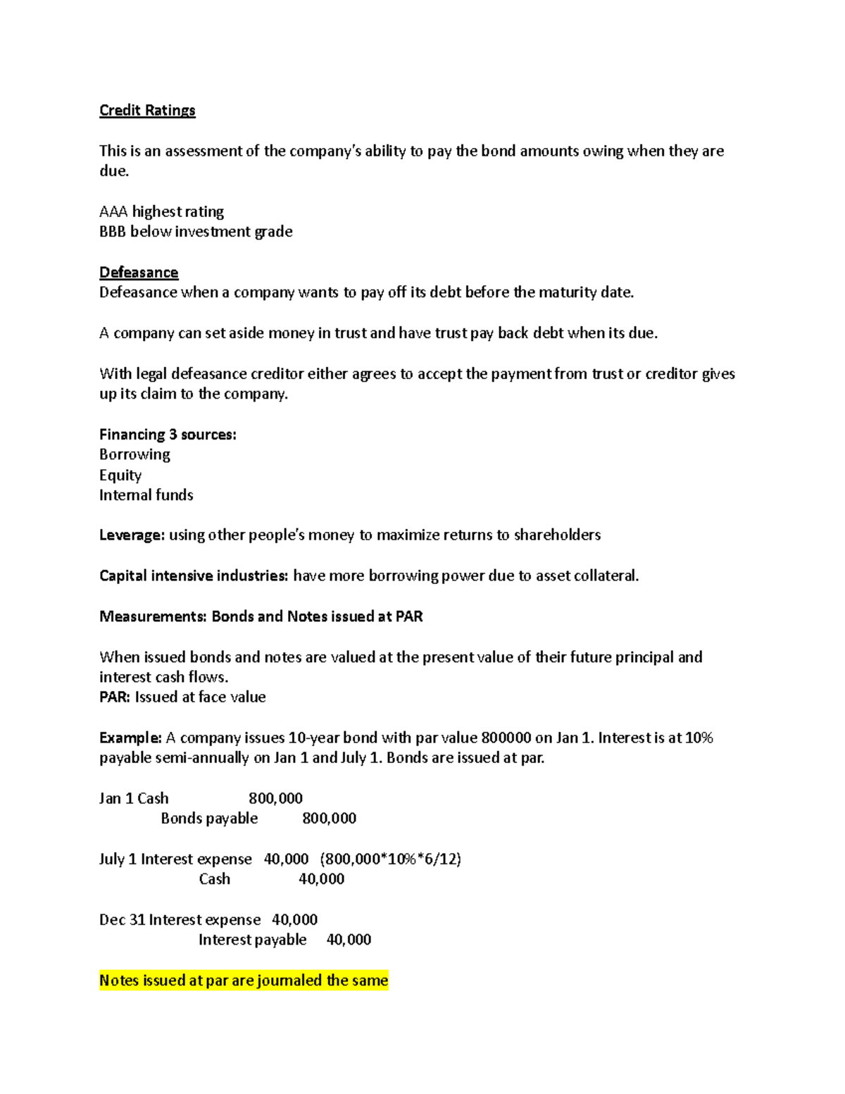 Chap 14 - Credit Ratings and Debt Analysis Notes for Financial Studies ...
