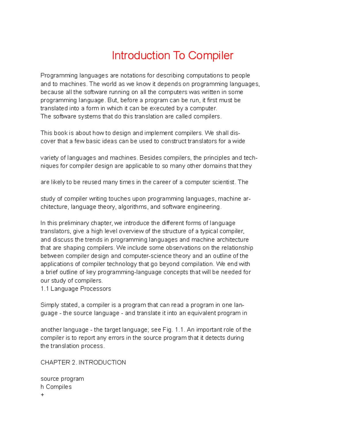 Introduction to Compiler Design (CS 420) - Key Concepts and Phases ...