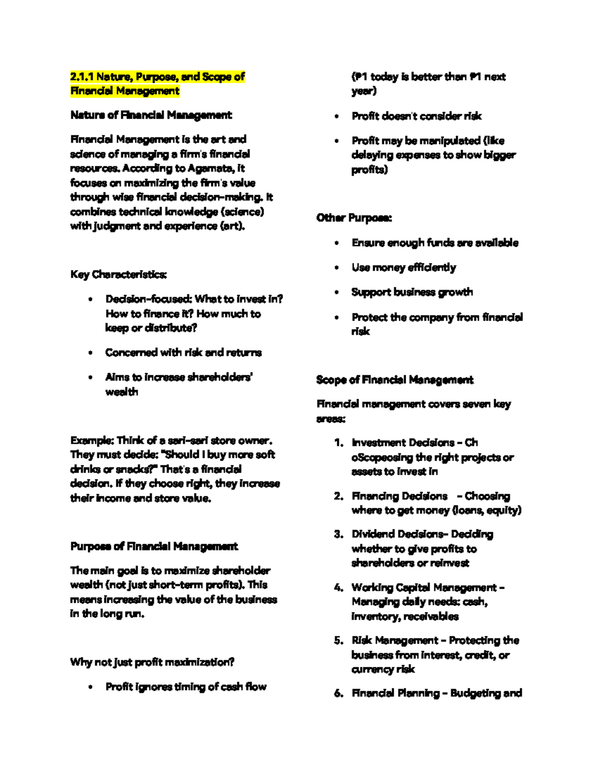 Finman 1 - Review: Nature, Purpose, and Scope of Financial Management ...