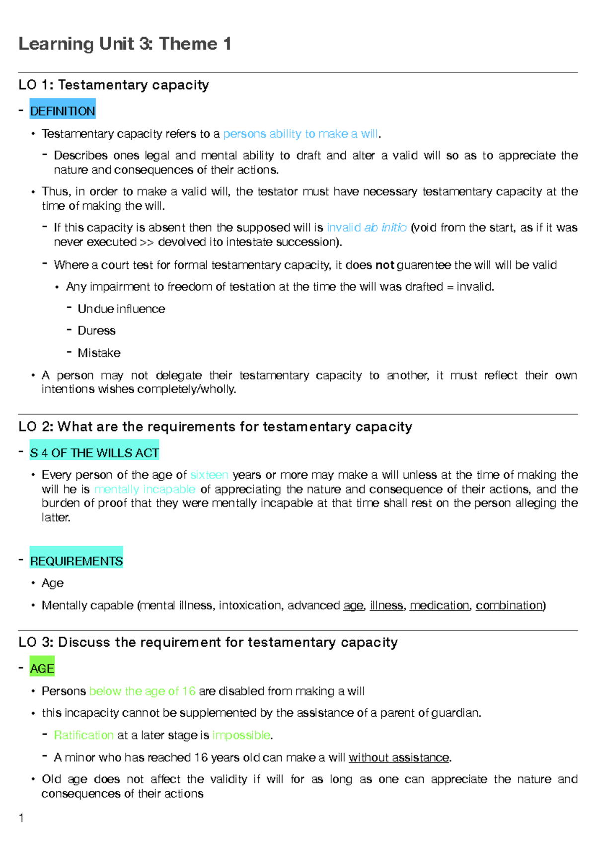 LOSA6212 - LU 3 Notes - Summary Law Of Succession - Learning Unit 3 ...