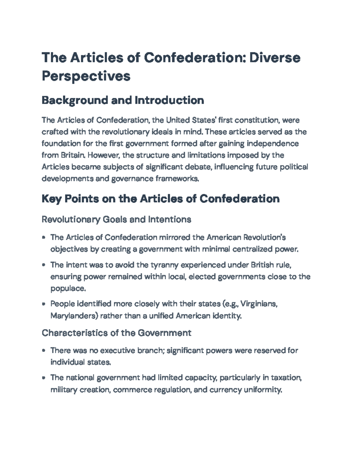 The Articles of Confederation: Governance Challenges in U.S. History ...