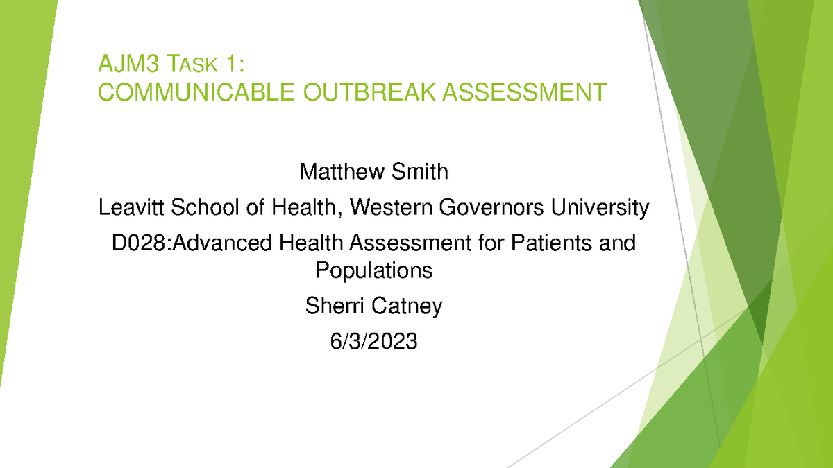D028: Advanced Health Assessment - Communicable Outbreak Assessment ...