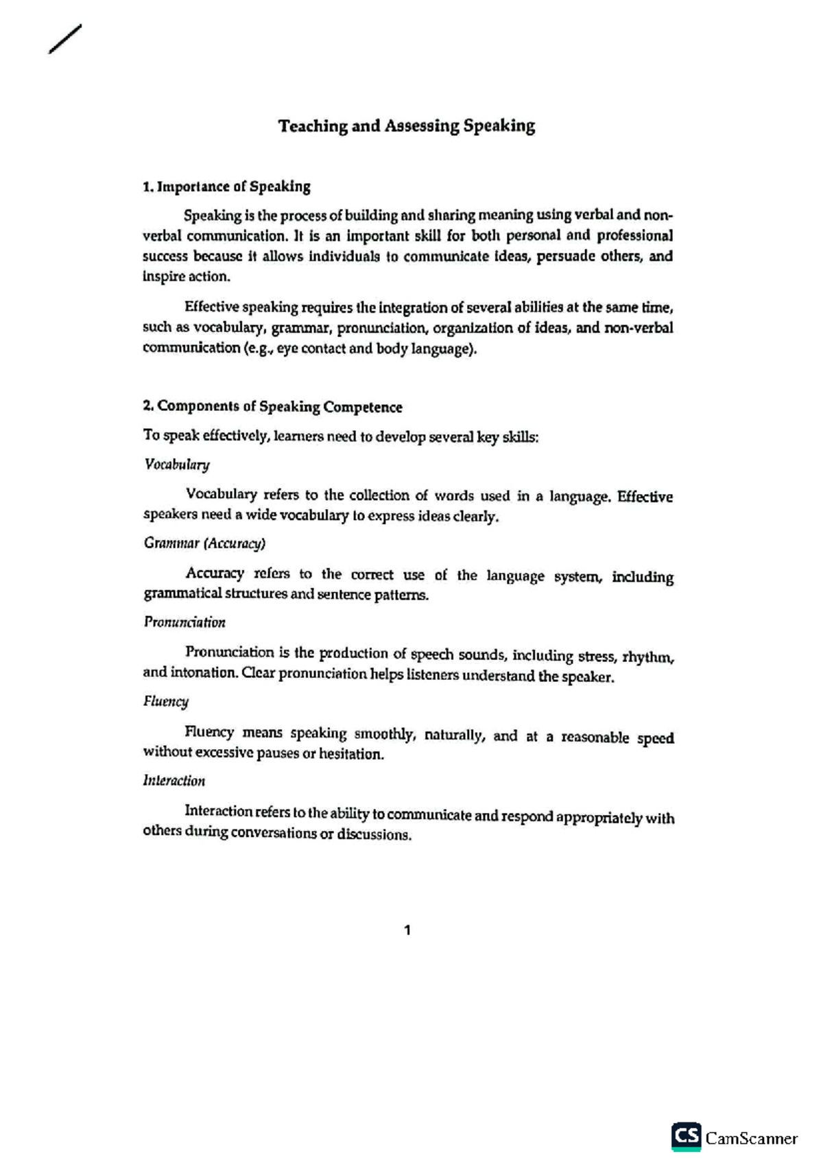 Teaching and Assessing Speaking: Key Skills and Rubrics (L) - Studocu