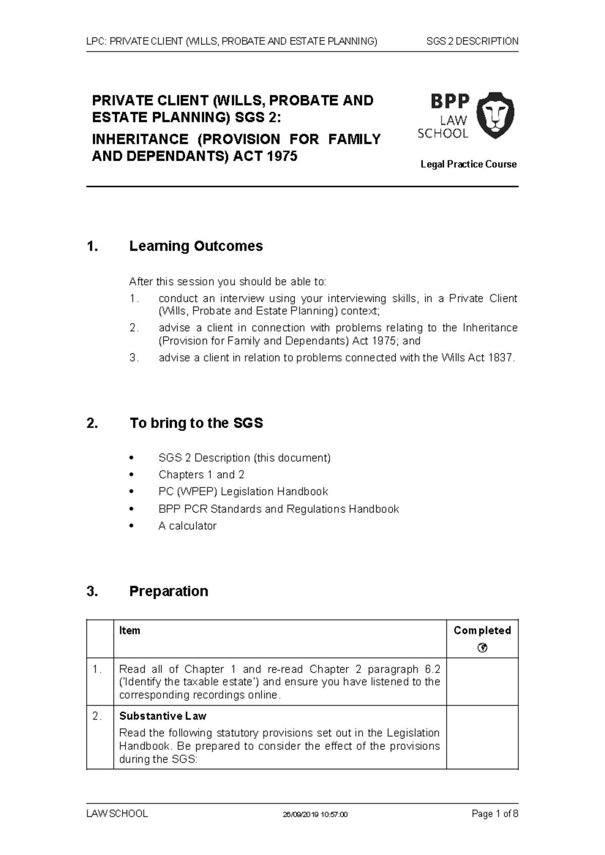 PC WPEP SGS 2 Description 22-23 - LPC: PRIVATE CLIENT (WILLS, PROBATE ...