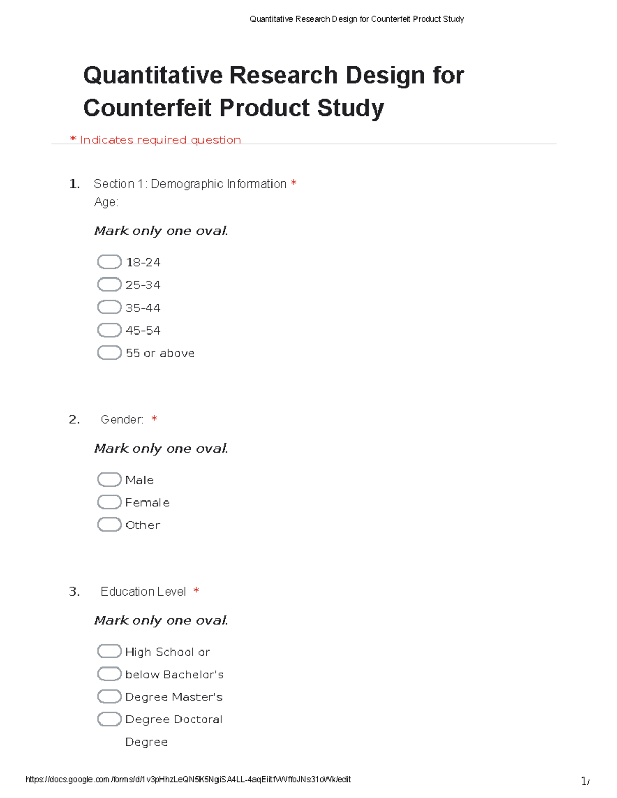 Questionnaire- Google Forms - Quantitative Research Design for ...