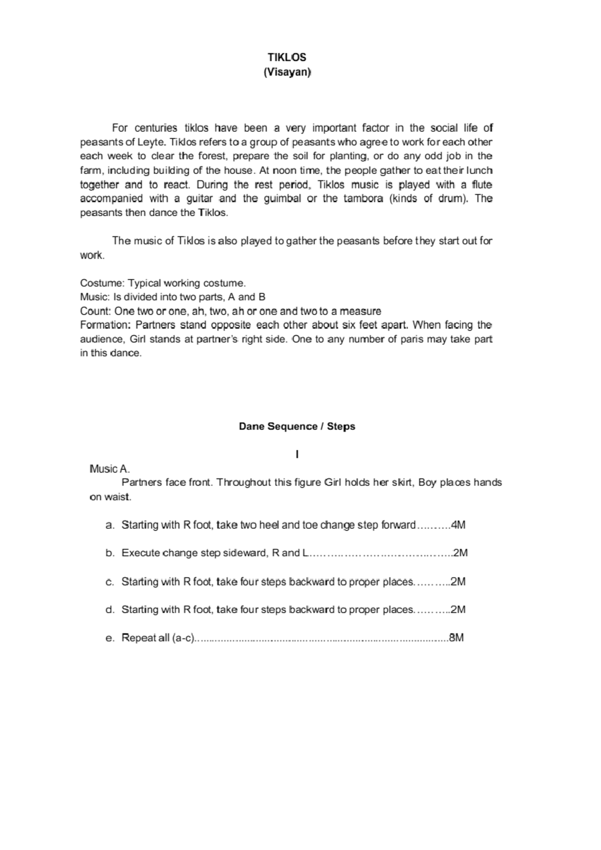 Tiklos Folkdance: Cultural Significance and Dance Steps Guide - Studocu