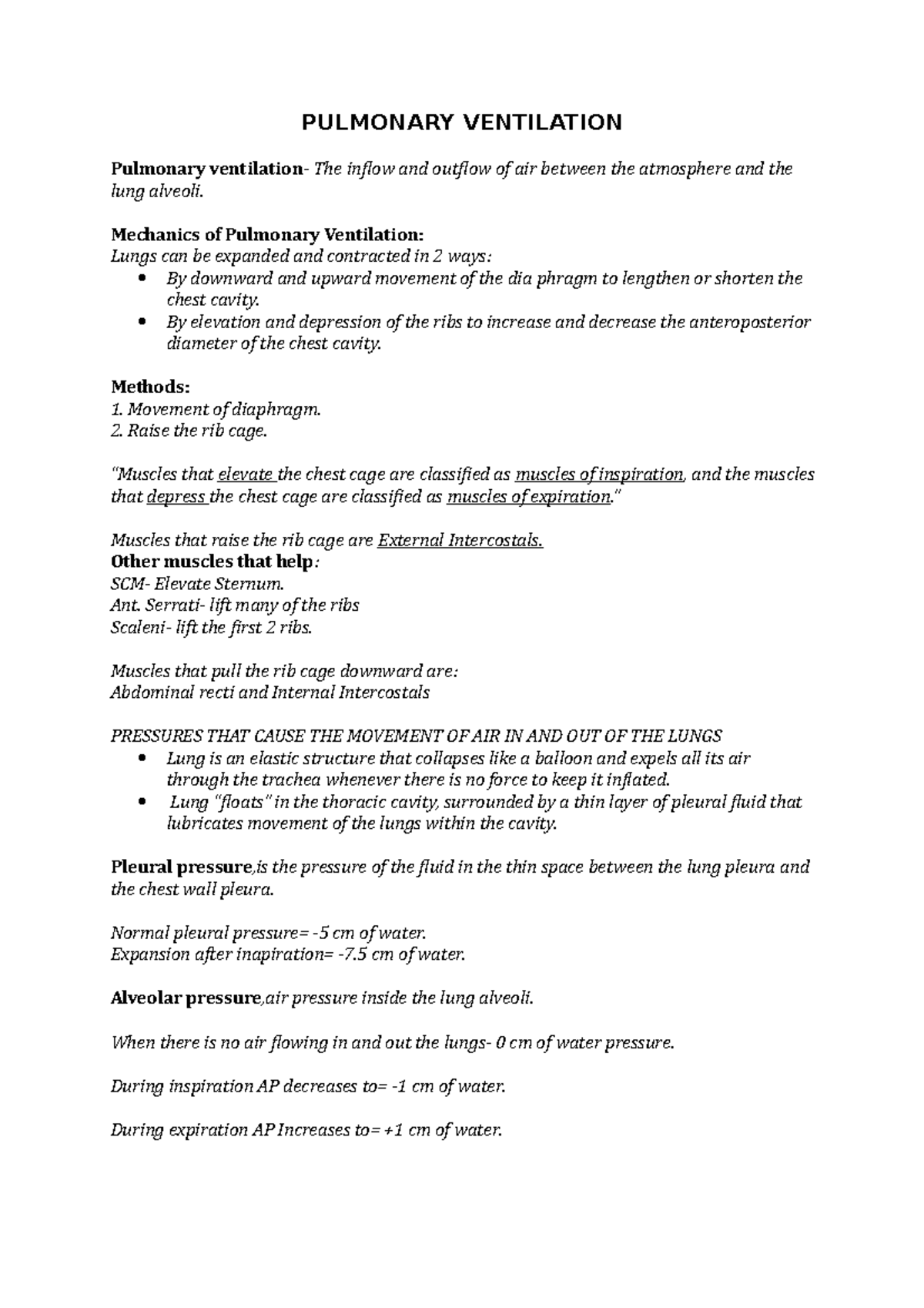 Pulmonary Ventilation - PULMONARY VENTILATION Pulmonary ventilation ...