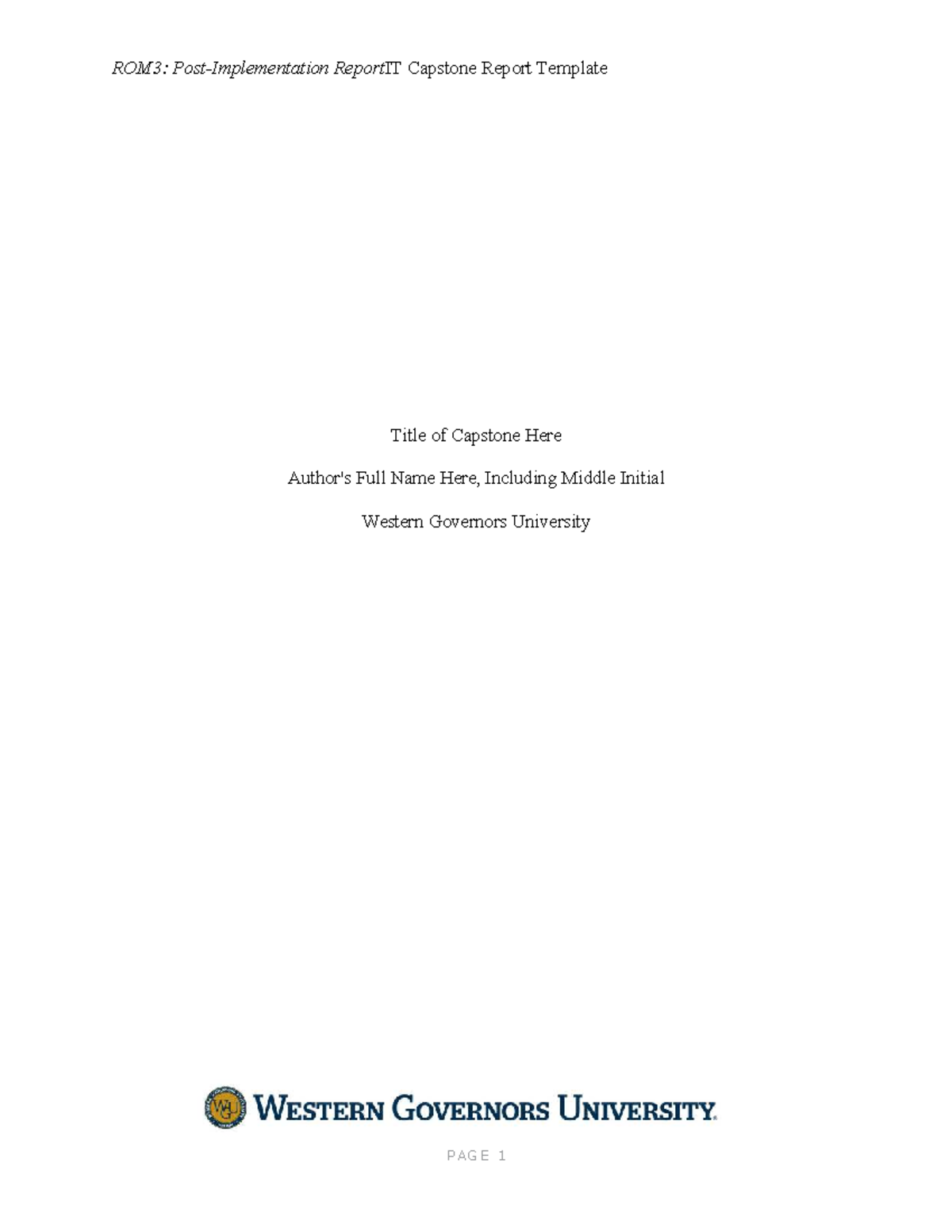 ROM3: IT Capstone Report Template and Guidelines - Studocu
