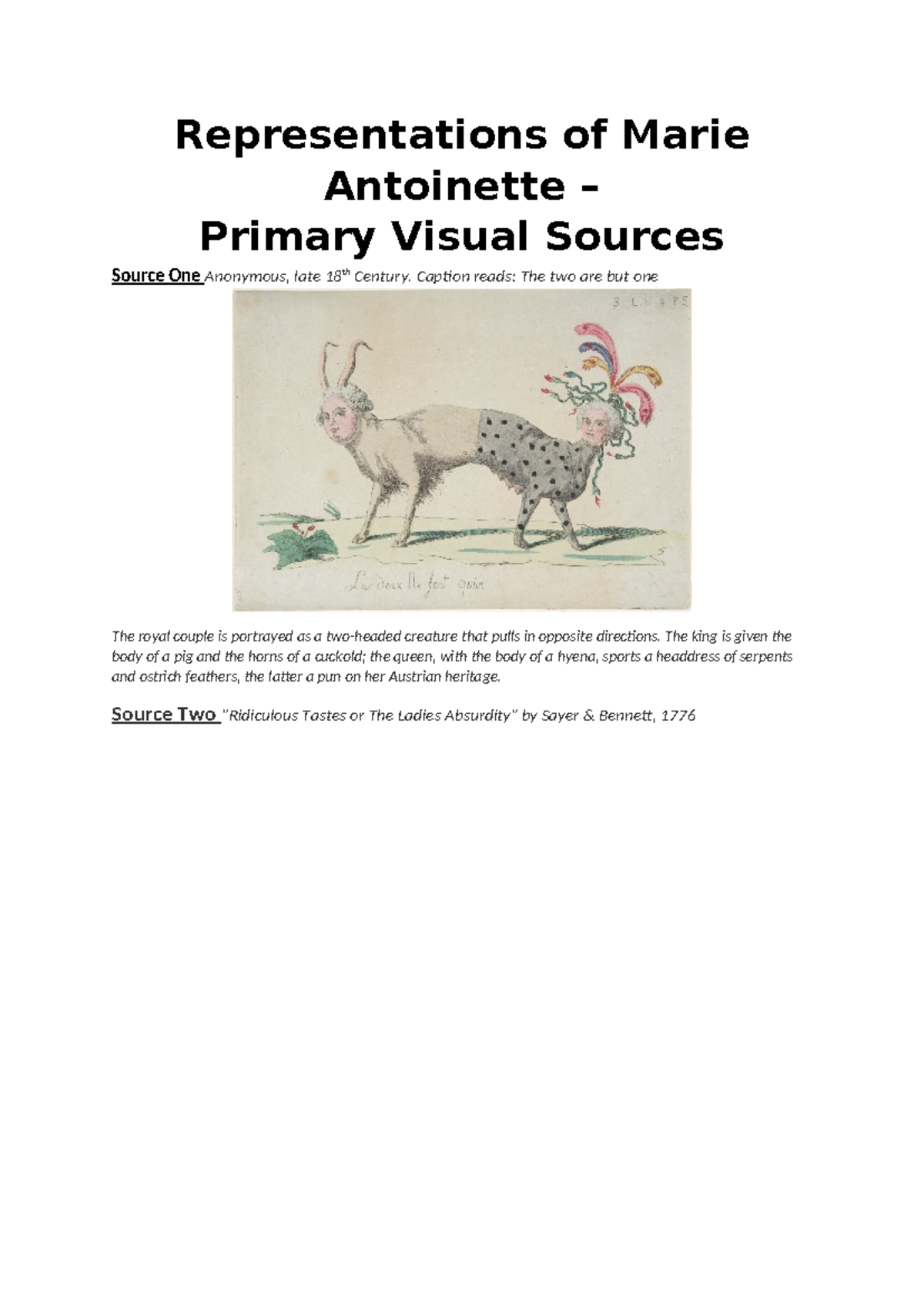 Visual Representations of Marie Antoinette: Primary Sources Analysis ...