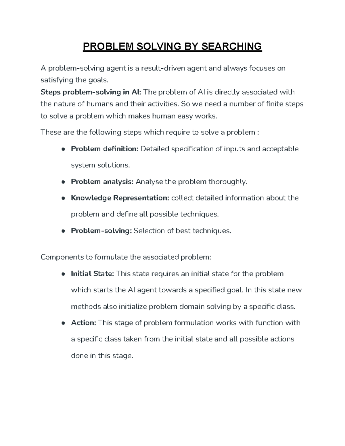 Unit-2: Problem Solving and Search Strategies in AI - Studocu