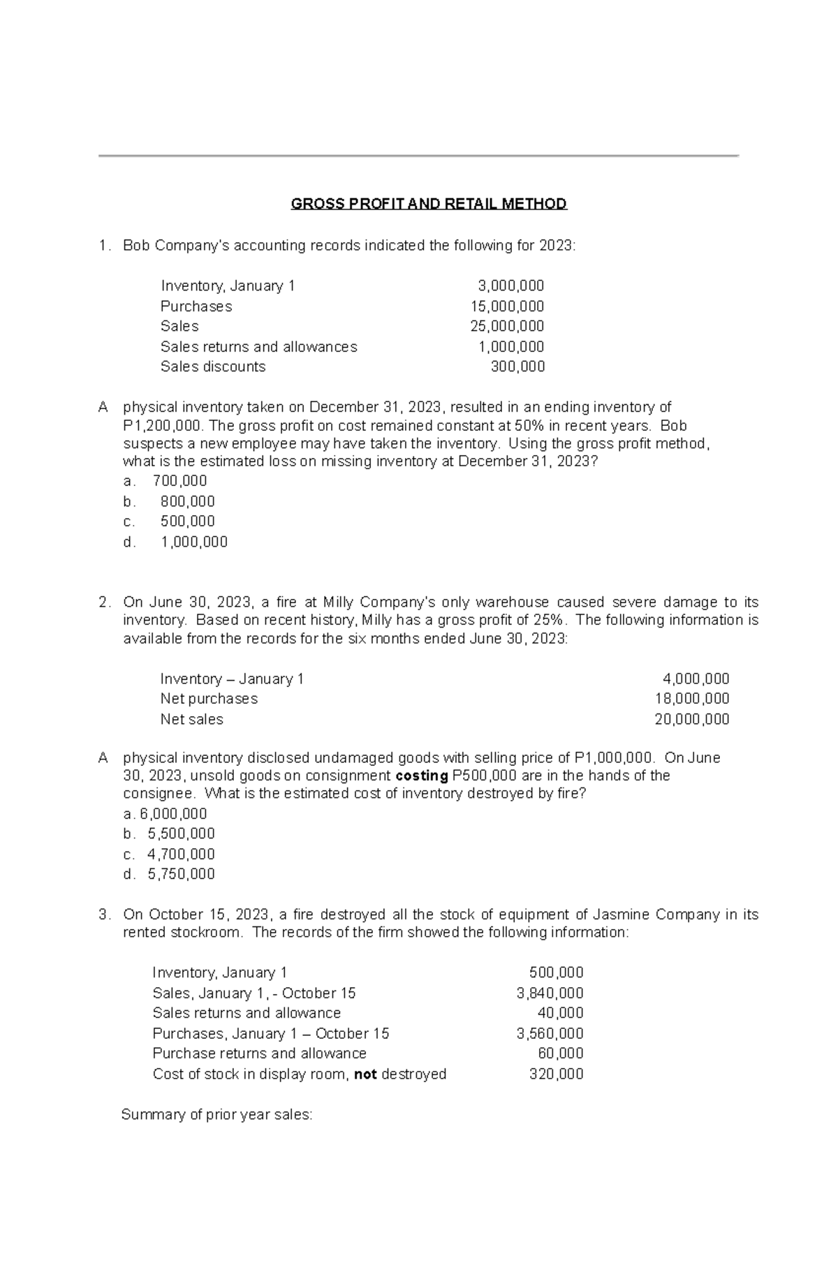 Gross Profit and Retail Method - GROSS PROFIT AND RETAIL METHOD Bob ...