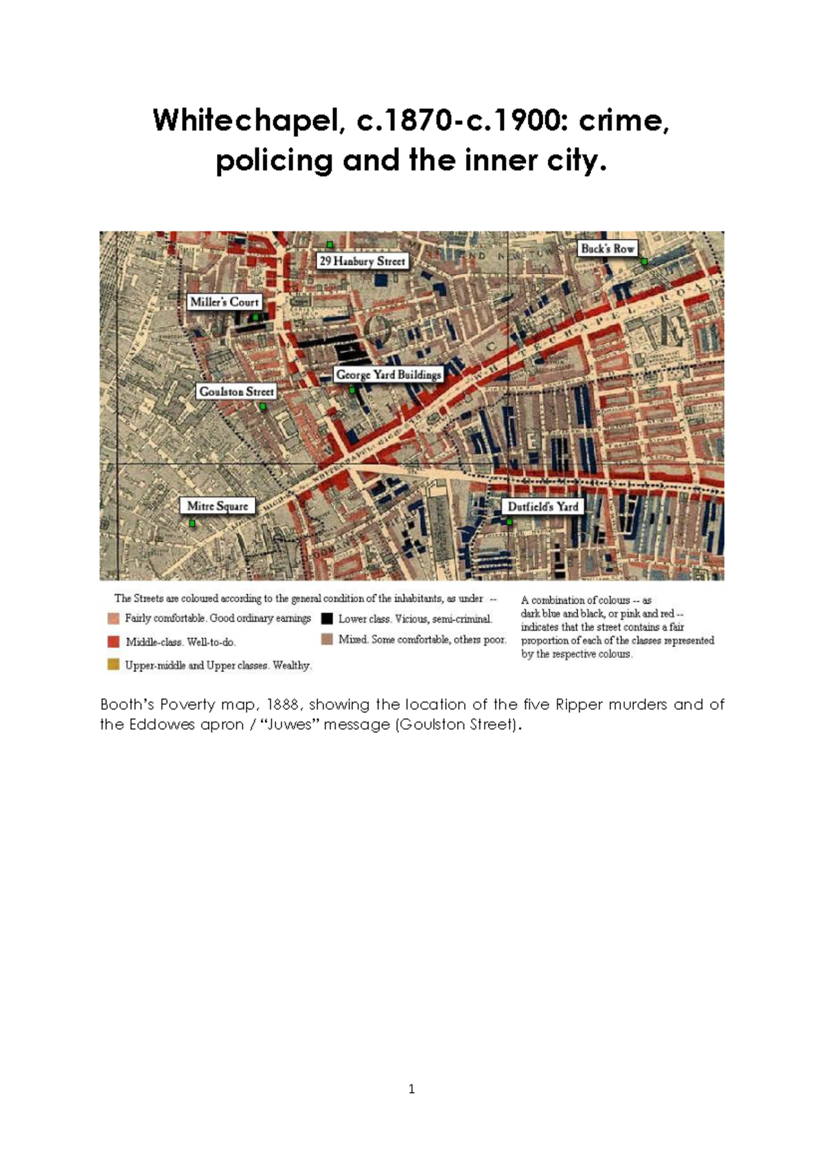 Whitechapel H-Division: Crime and Policing c.1870-1888 Revision Notes ...