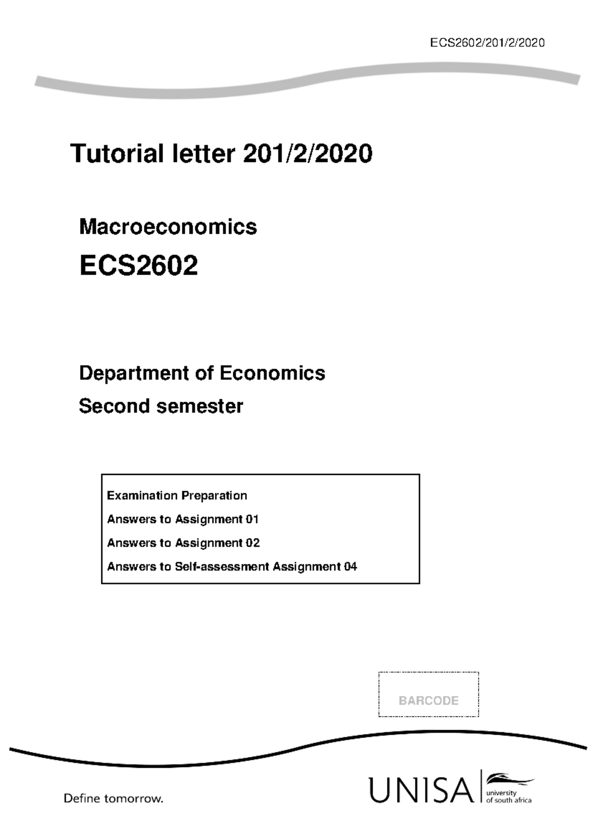 ECS2602 2020 TL 201 ENG Second All Final - ECS2602/201/2/ Tutorial ...
