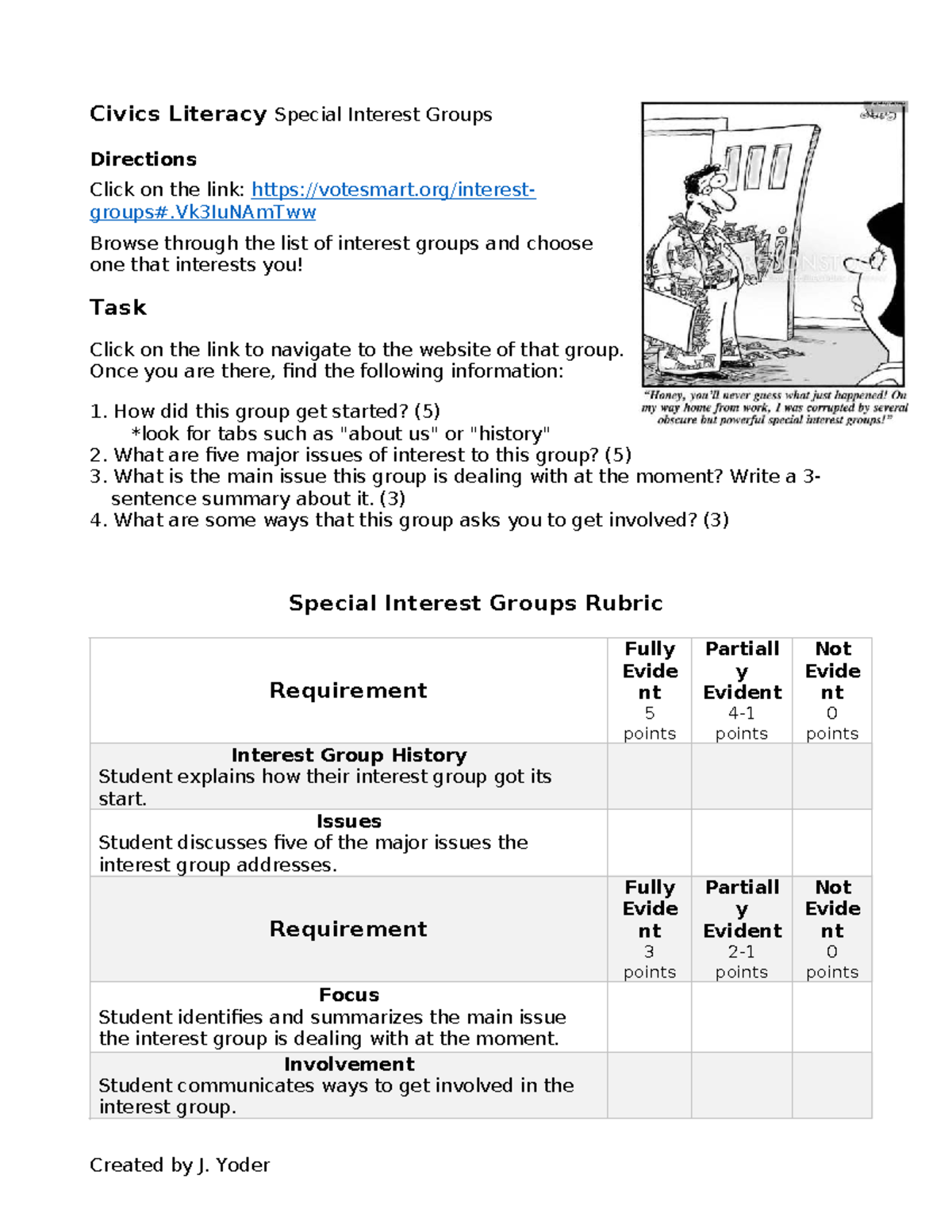 Civics Literacy: Special Interest Groups Overview & Directions - Studocu