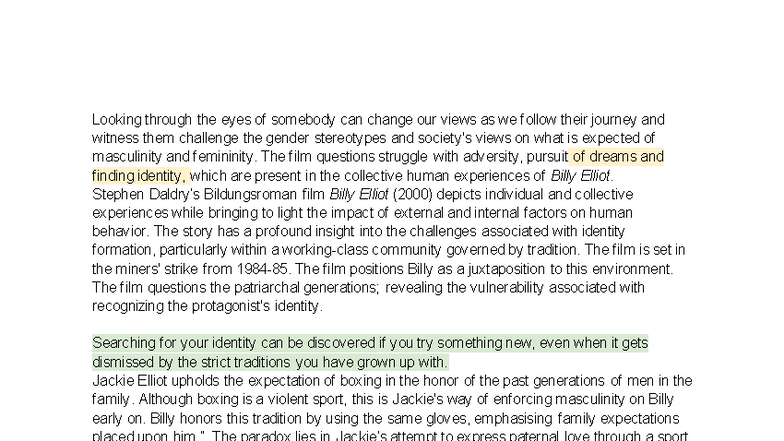 Billy Elliot Essay: Challenging Gender Norms and Identity Formation ...