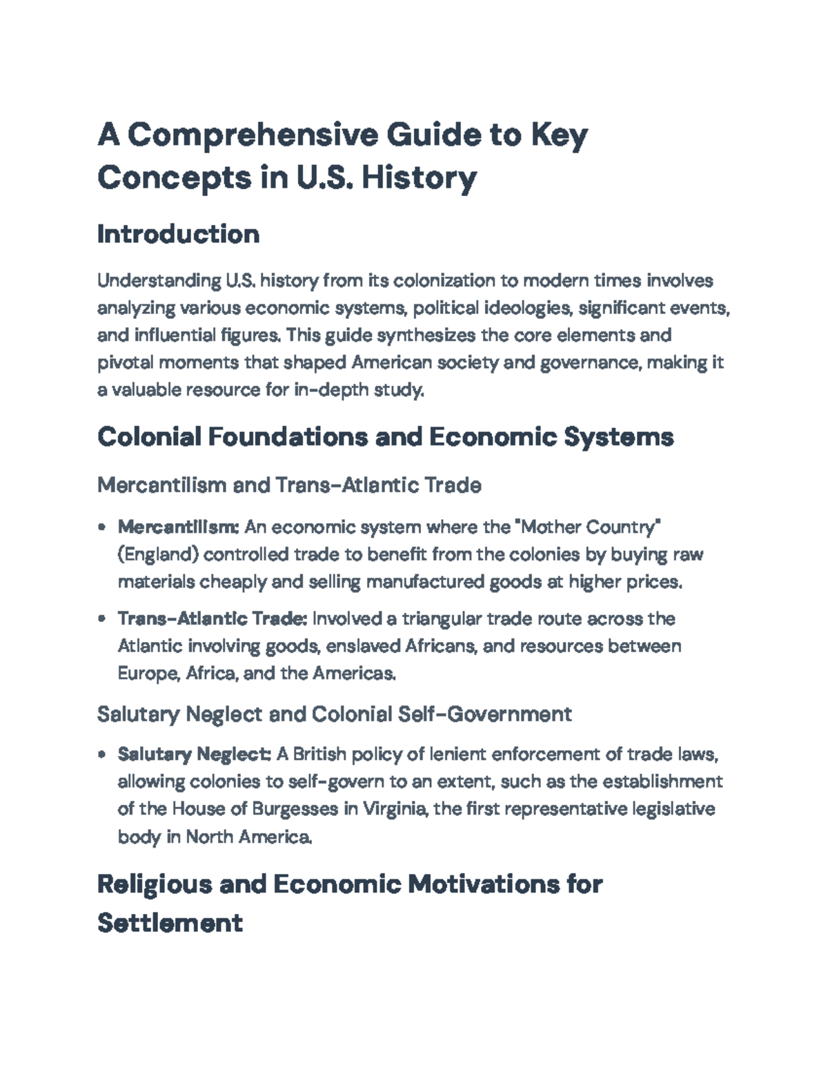 A Comprehensive Guide to Key U.S. History Concepts and Events - A ...