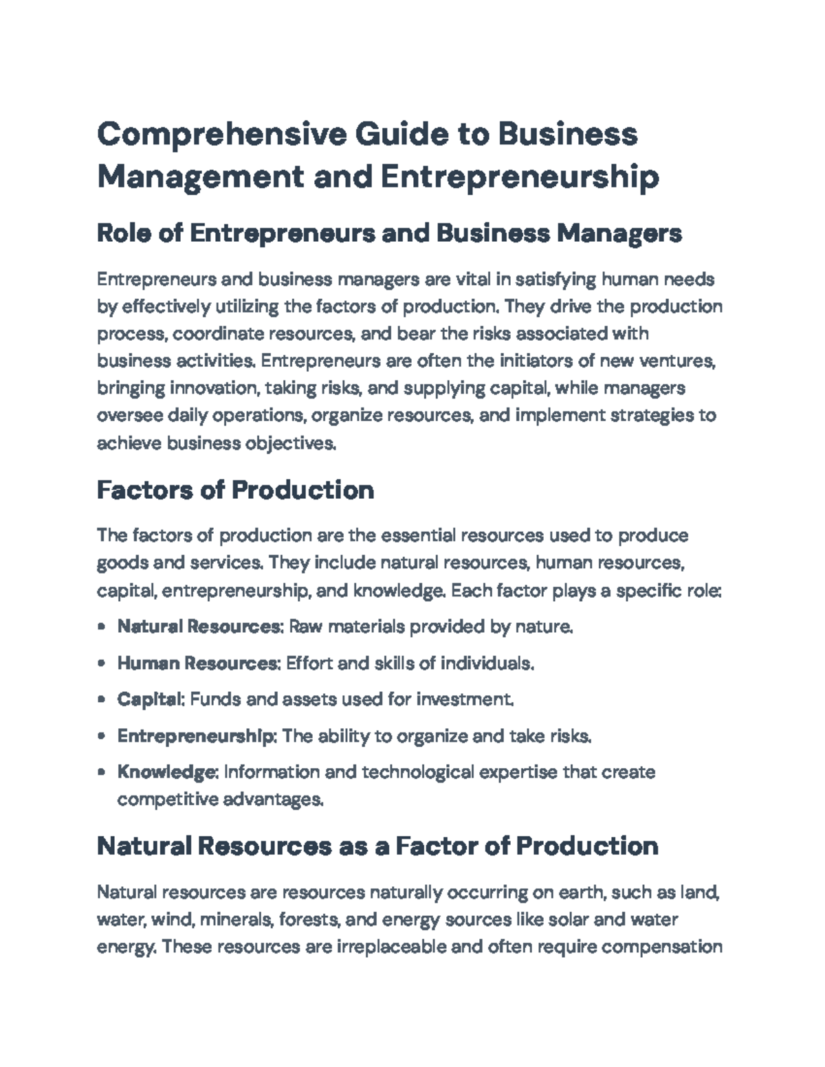 Comprehensive Guide to Business Management (BUS 101) - Final Exam Review - Studocu