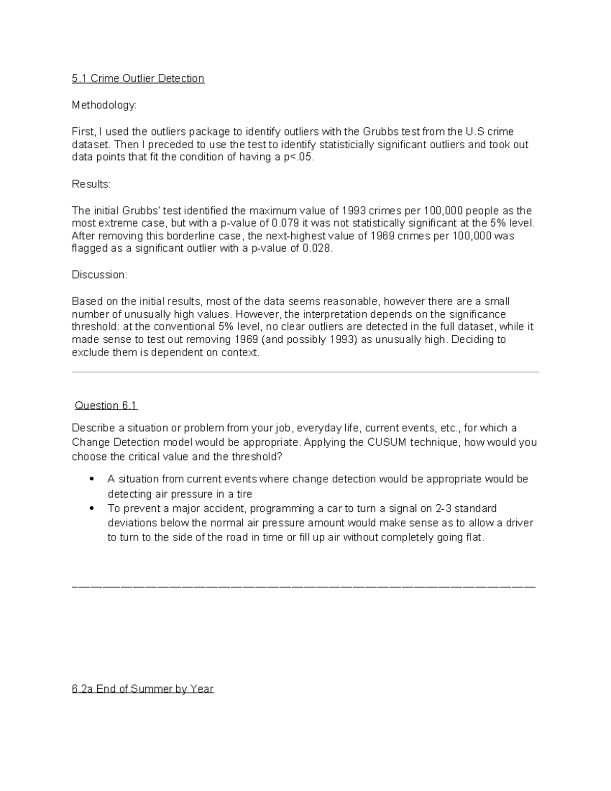 Hw3 - Crime Outlier Detection & CUSUM Analysis Methods - Studocu