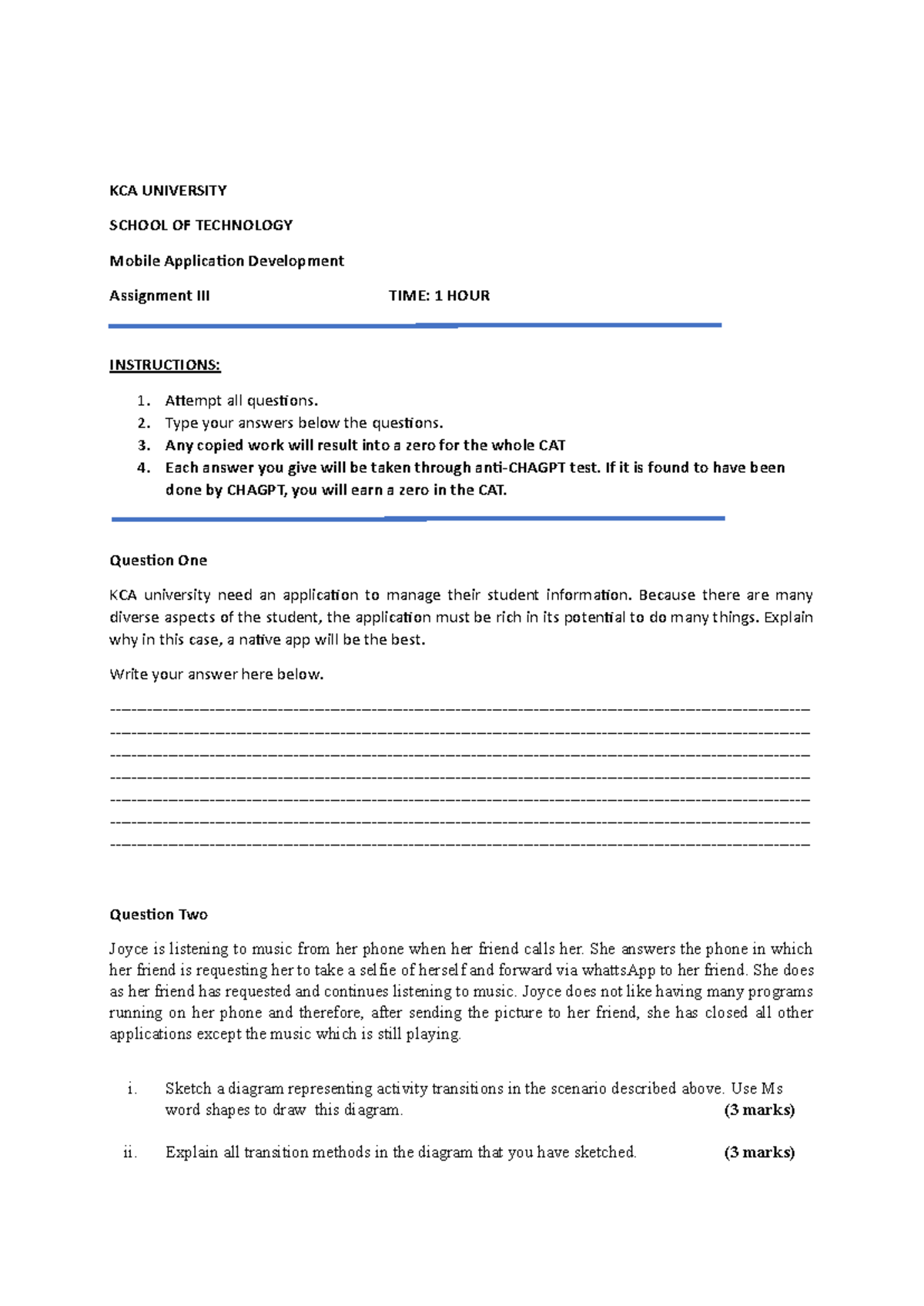 Mobile Application Dev: Assignment III Analysis & Transitions - Studocu