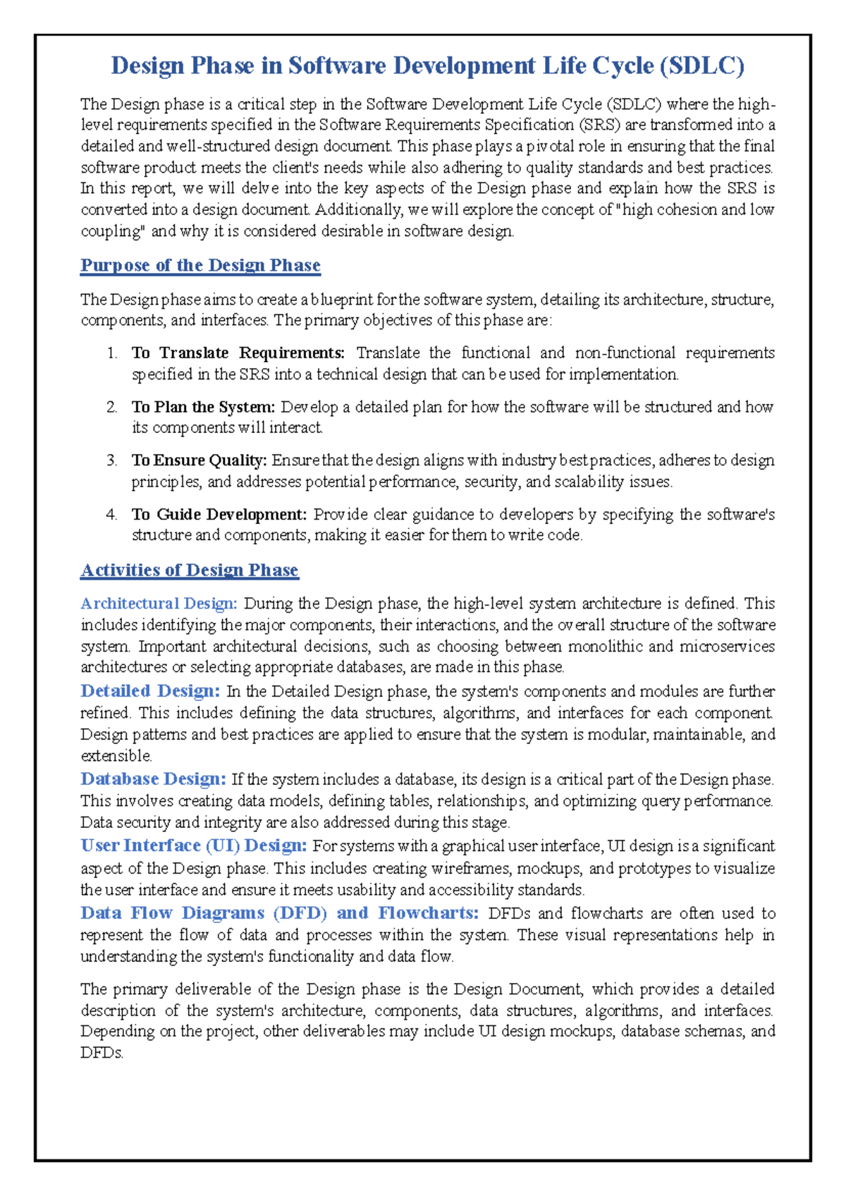 Upload 2 - SDLC - Design Phase in Software Development Life Cycle (SDLC ...