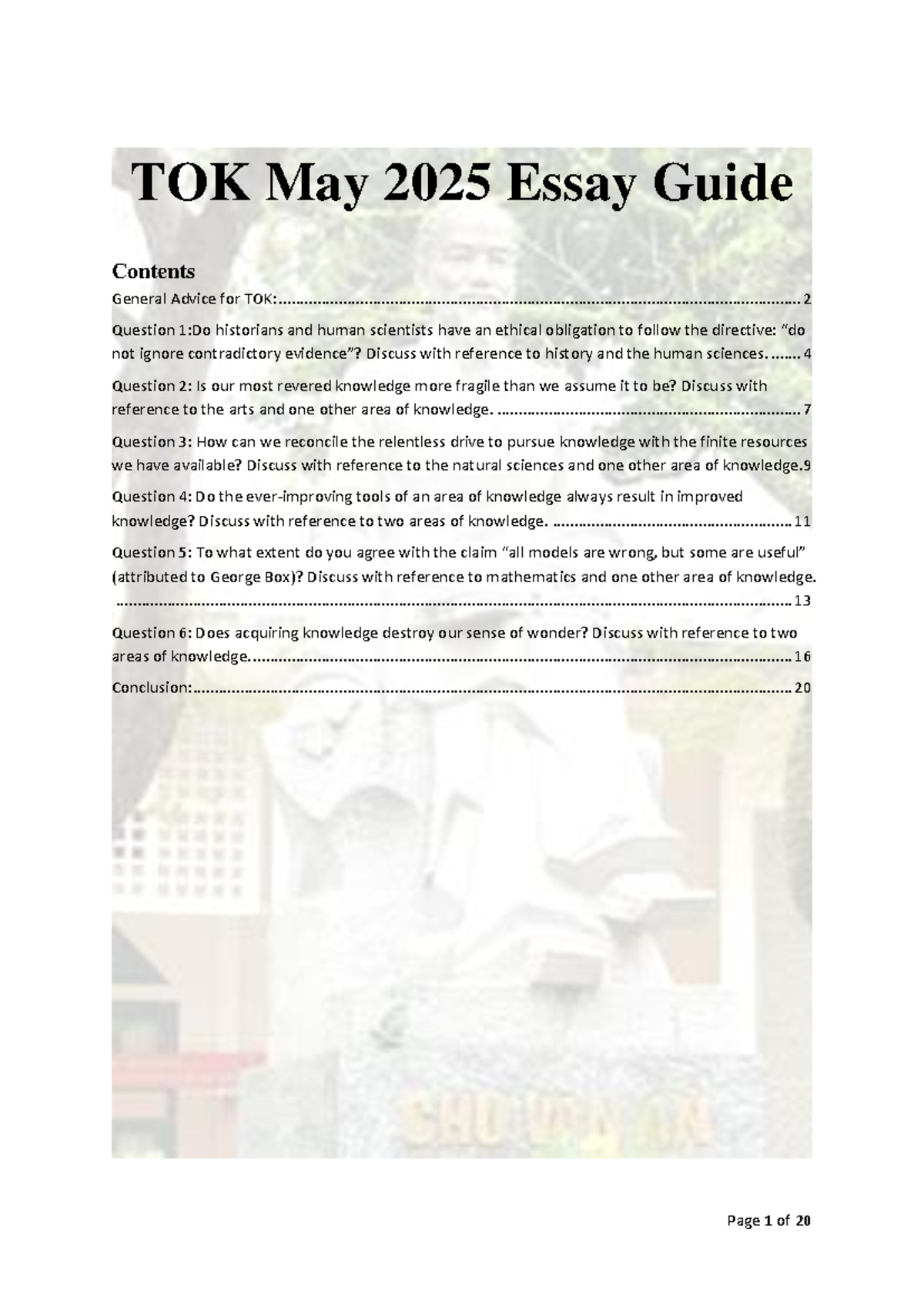 TOK May 2025 Essay Titles and Guide - Studocu