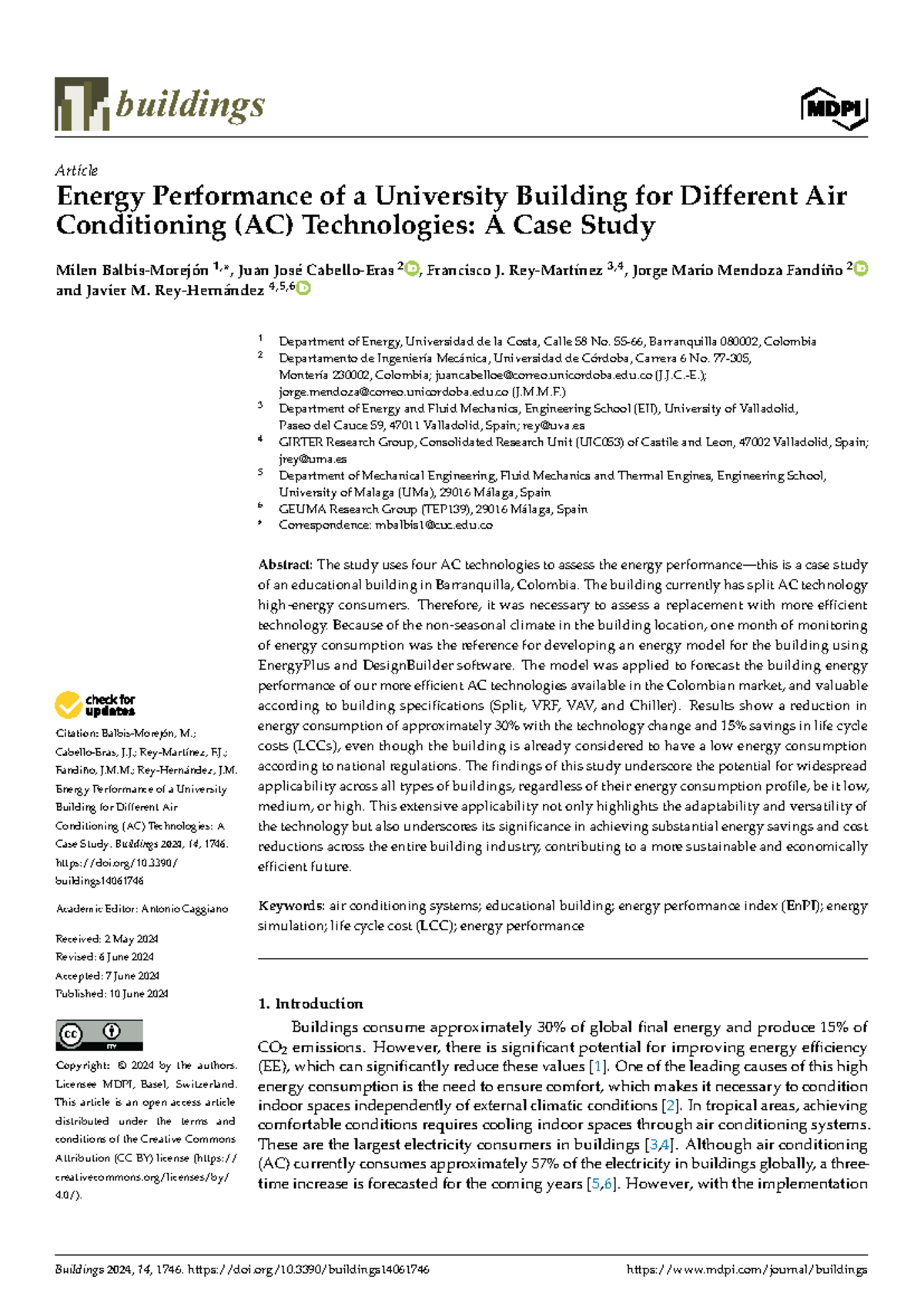 Energy Performance Assessment of AC Technologies in University ...