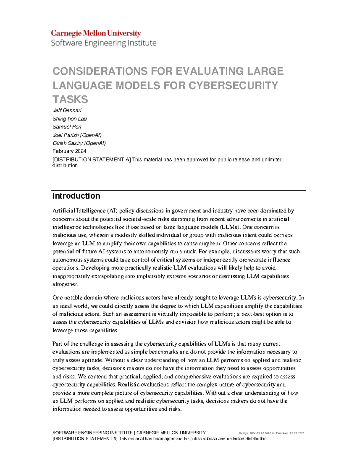 Considerations for Evaluating Large Language Models for Cybersecurity Tasks - SOFTWARE ...