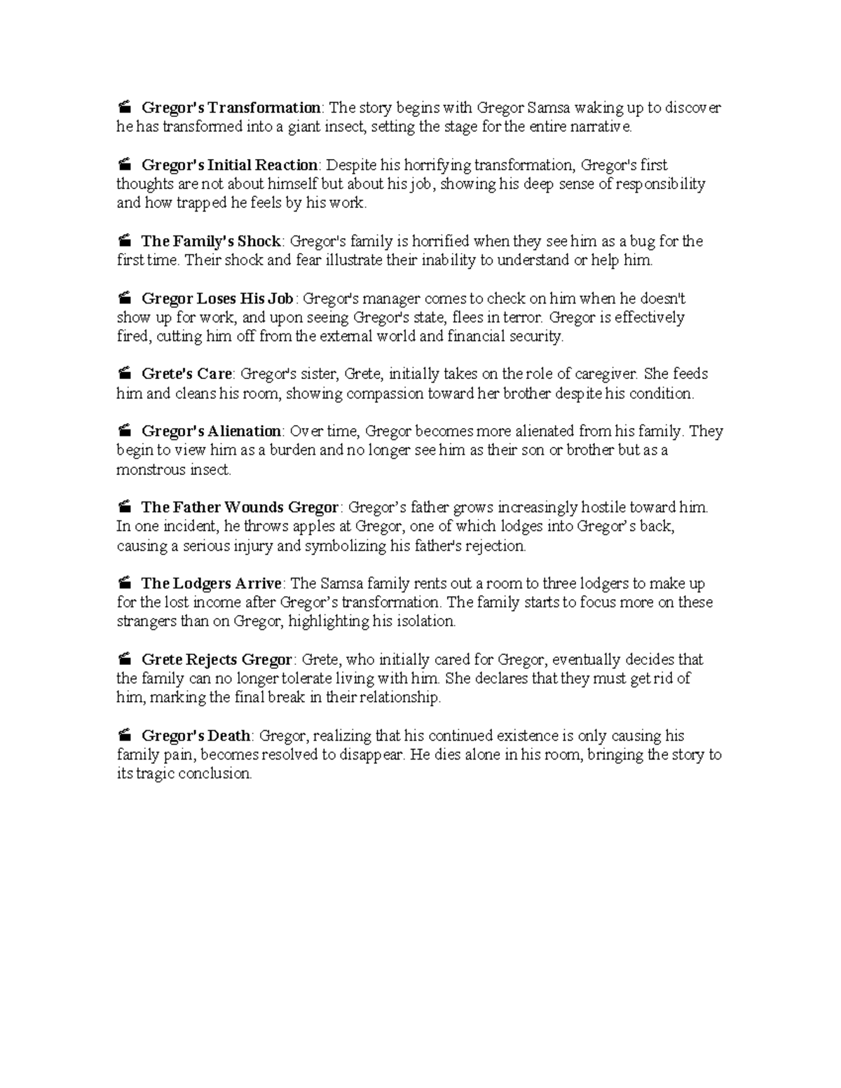 Gregor Samsa's Transformation: A Study of Alienation and Loss - Studocu