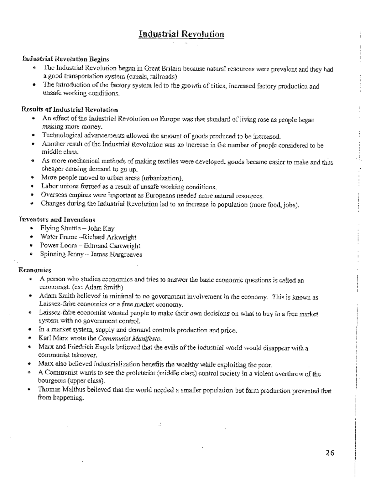 Industrial Revolution: Economic Systems Overview - Studocu